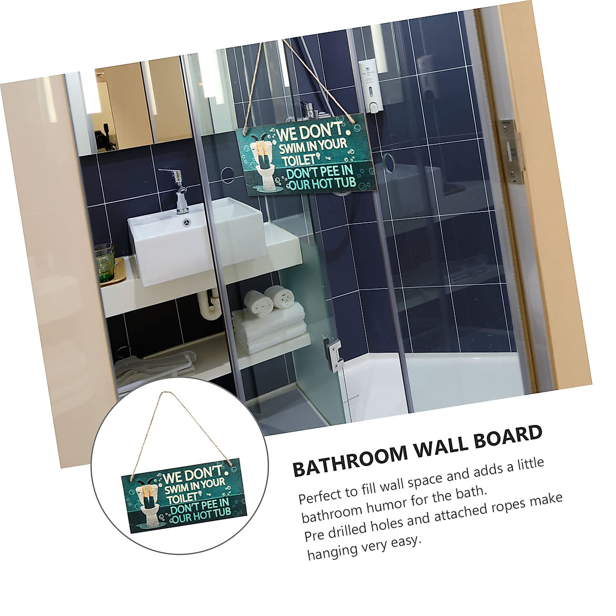 STOBOK 3pcs Bathroom Wall Wooden Sign Bathroom Signs for Door Wood Decor Christmas Decor Bathroom Funny Sign Bathroom Decor Funny Pool Sign Bathroom Wall Sign Bathroom Hanging Pendant