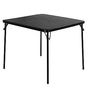 VECELO 34'' Folding Table with Black PU Padded Tabletop, Portable Multifunctional for Indoor/Outdoor, Home, Parties, Picnics, and Games, 1 Piece