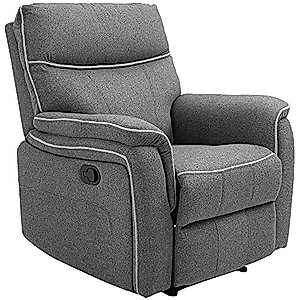 HOMCOM Manual Recliner Armchair with Thick Padded Headrest, Back and Footrest and Adjustable 150 Degree Angle, Grey