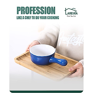 French Onion Soup Bowls with Handles, Lareina 15 OZ Ceramic Soup Crock, Porcelain 5 Inch Microwave and Oven Safe Bowls, Set of 4, Blue