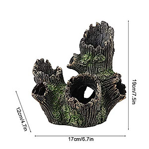 Aquarium Tree Trunk, Hollow Landscape Stump Wood House Resin Ornament Hideout Caves Rocks Decor Fish Tank Hole Stone Decoration Accessories Betta Cichlid Turtles Small Lizards Reptiles Amphibians