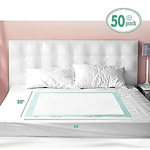 MILDPLUS Disposable Bed Pads 30“X36” (50 Pcs) Extra Large Underpads for Incontinence Disposable Pads for Adult, Bedwetting Child or Pets (90g/Piece, 7g SAP)
