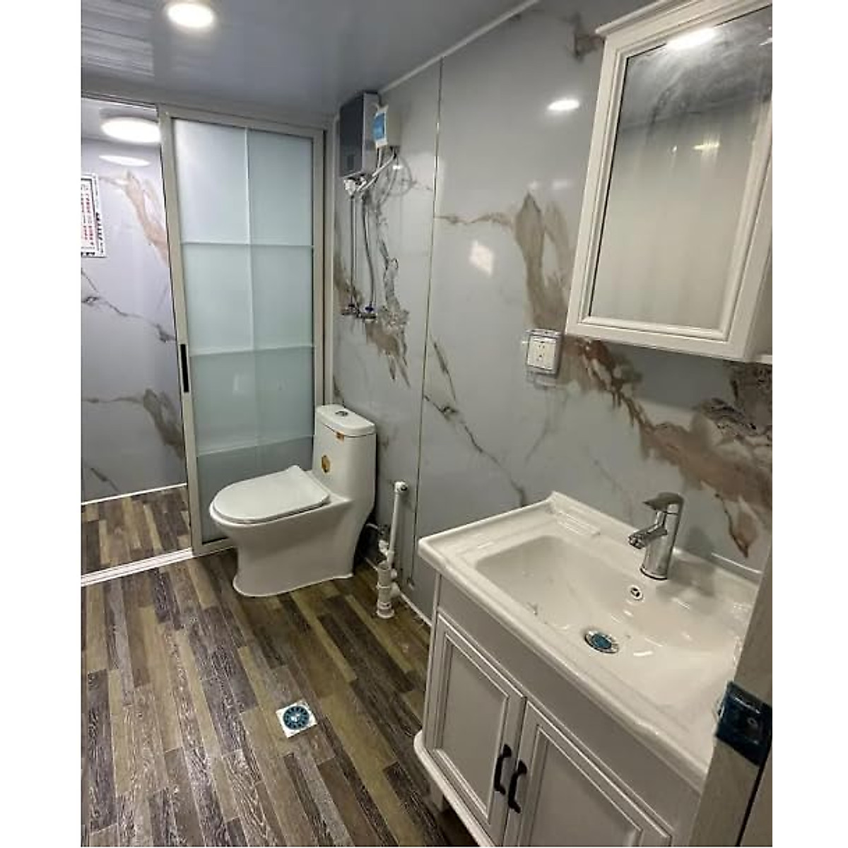 Generic Foldable Home, 40ftx20ft Prefab Tiny Home, White, Mobile House with Bathroom & Kitchen, Galvanized Frame, Waterproof, Modern Style