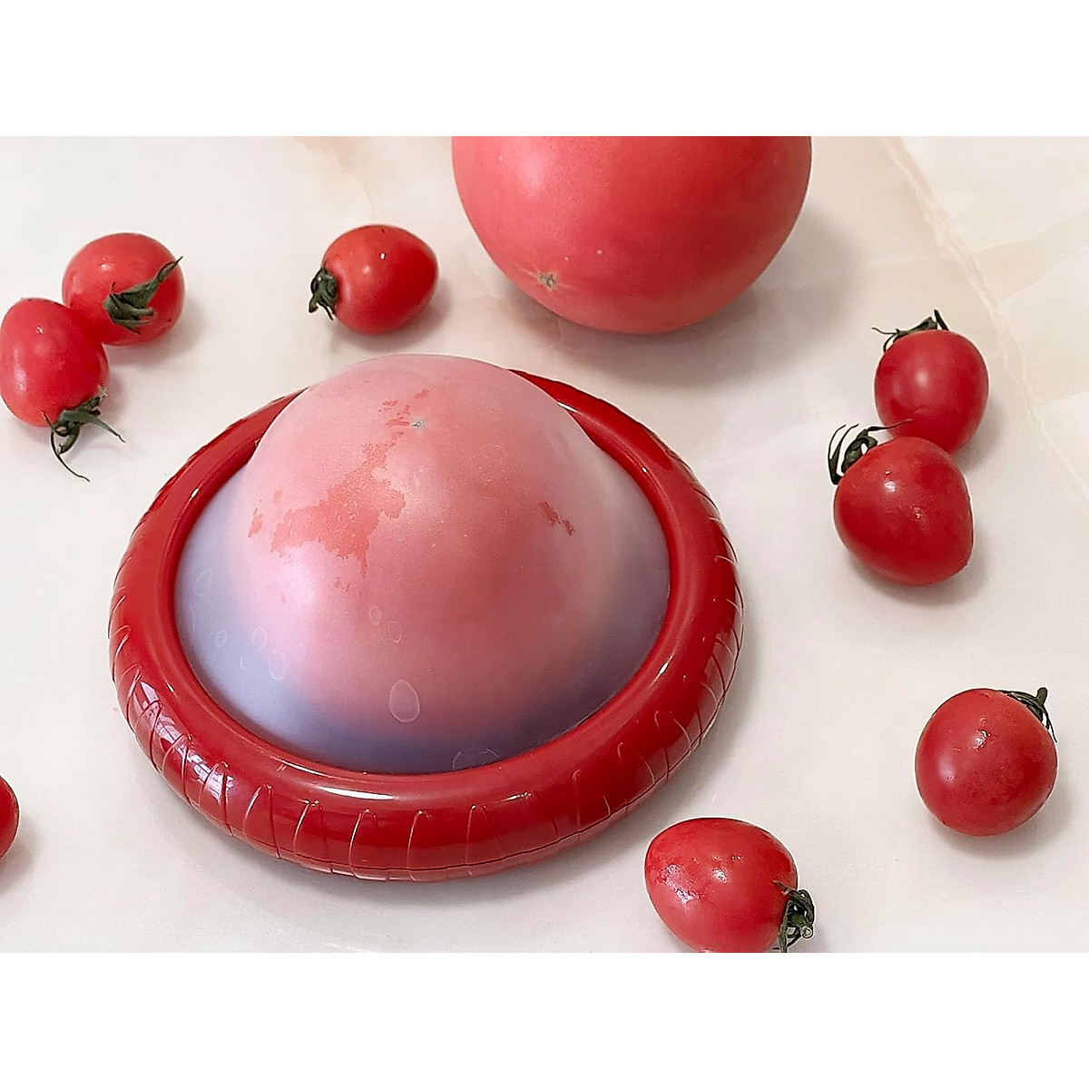 4PC Silicone film preservation box Fruit and Vegetable Storage Containers Set for Fridge, Onion Storage Container, Avocado keeper,Tomato Saver,and Lemon holder reusable silicone food savers