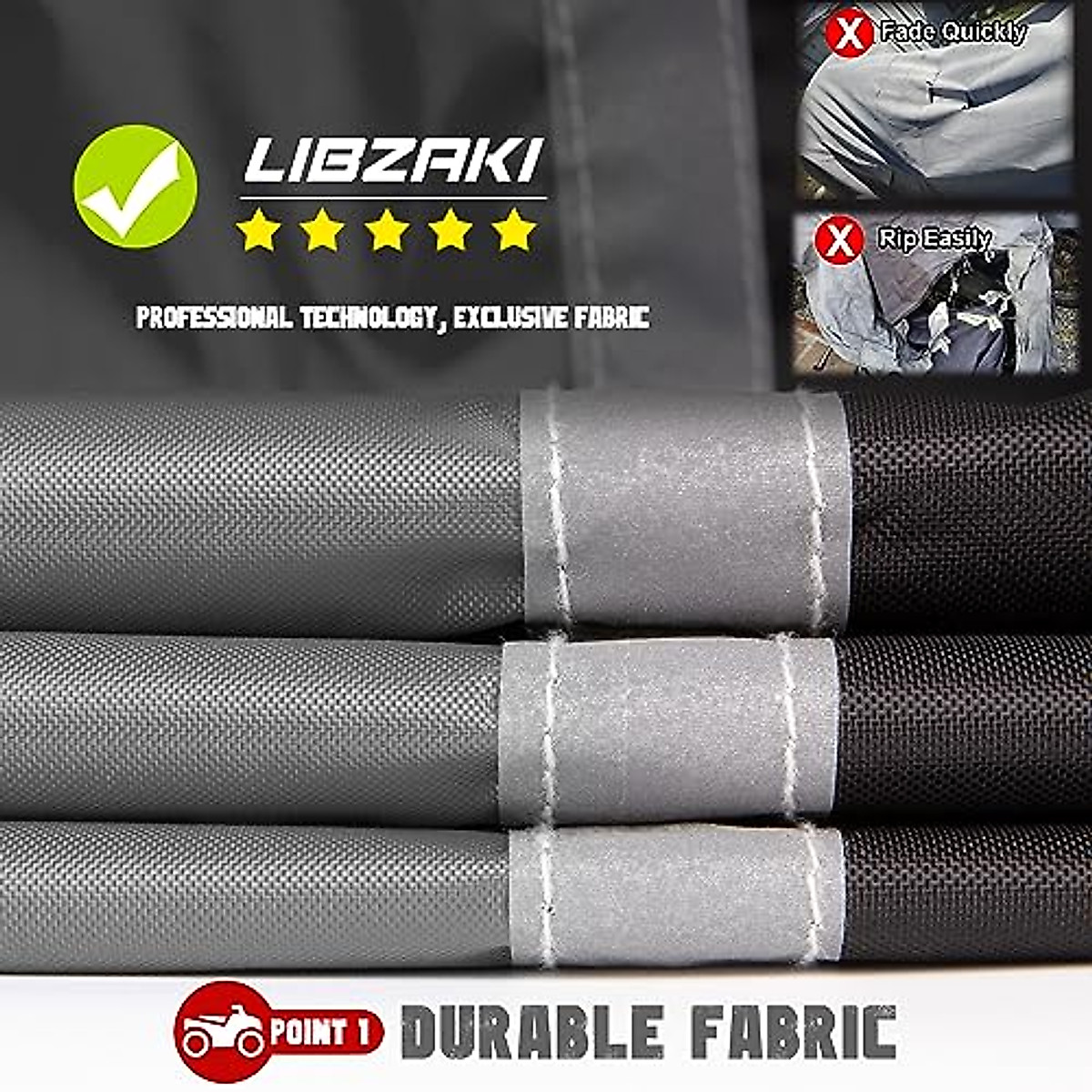 LI LIBZAKI ATV Cover Waterproof 4 Wheeler Cover Quad Cover All Season Weather Proof Outdoor UV Protection for Polaris Kawasaki Yamaha Suzuki Can-Am Black