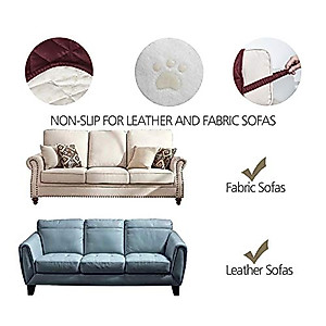 Ameritex Loveseat Cover Water-Resistant Quilted Furniture Protector with Back Nonslip Paws Slipcover for Dogs, Kids, Pets Loveseat Slipcover Stay in Place for Leather (Burgundy, 46'')