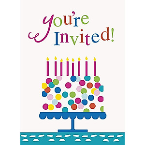 Unique Confetti Cake Birthday Party Invitations, 5.5" x 4", Multicolor