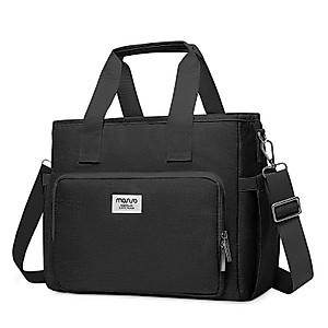 MOSISO Insulated Lunch Bag for Women Men, Cooler Bag for Work/Picnic/Hiking, Portable Lunch box with Front Pocket & Adjustable Shoulder Strap, Black