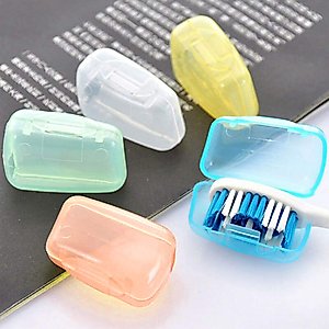 Mggsndi 5Pcs Portable Toothbrush Head Cover Case Storage Box Holder Brush Protector Cap Bathroom Accessories Holder Set for Family and Business Travel and Daily Use and Outdoor