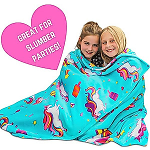 GirlZone Unicorn Fleece Blankets for Girls, Large Fluffy Blankets for Teen Girls with Cute Unicorn and Mermaid Designs, Great Unicorn Gift Ideas for Girls
