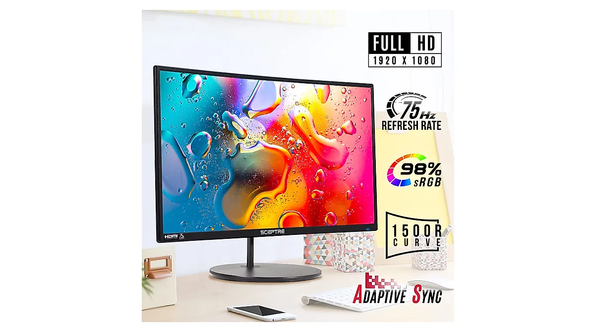 Sceptre Curved 24-inch Gaming Monitor 1080p R1500 98% sRGB HDMI x2 VGA ...