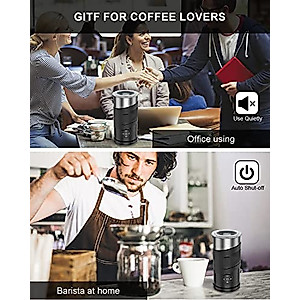 Rocyis 4 in 1 Milk Frother and Steamer-Electric Milk Warm Frother, 12oz/350ml Hot Cold Foamer-Coffee Steamer for Latte,Cappuccino,Hot Chocolate, Black