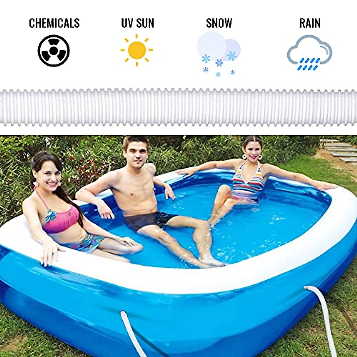 Pool Replacement Hose,1.25Inches Diameter Replacement Hose,Easy to Install,Pool Filter Replacement Hose Compatible with filter Pump 330 GPH, 530 GPH,1000 GPH(2PCS)