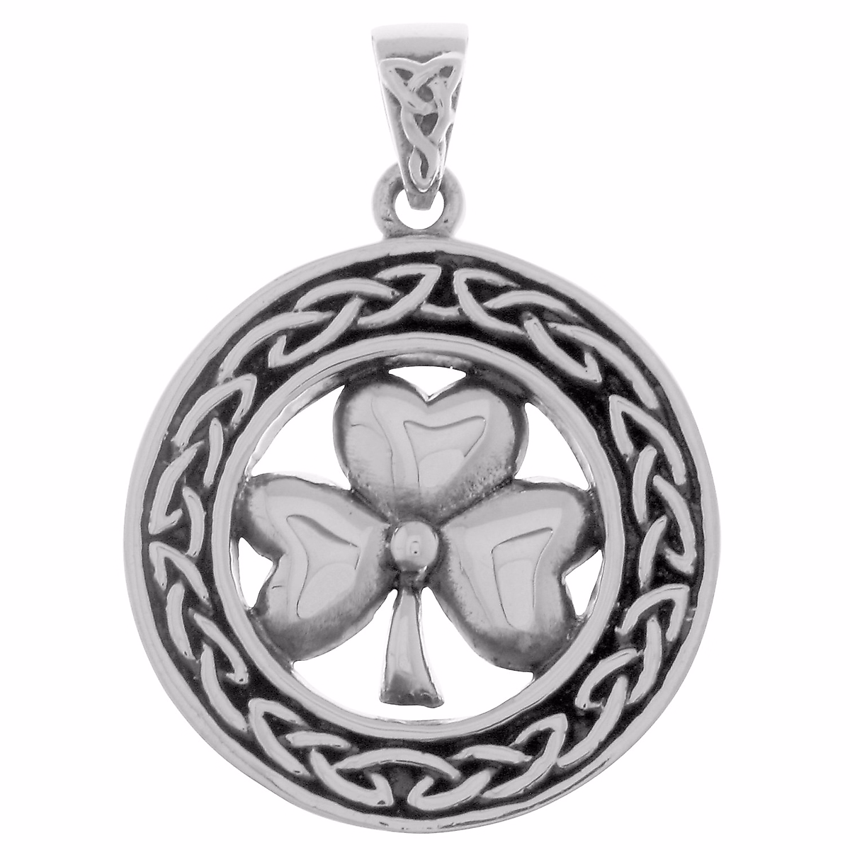 Jewelry Trends Celtic Good Luck Clover Shamrock Sterling Silver Pendant