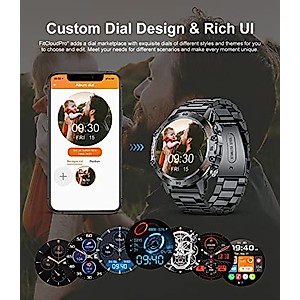 Military Smart Watch for Men(Answer/Dial Calls),100 Sports Modes, 5ATM Waterproof Fitness Watch with Heart Rate/SpO2/Blood Pressure for Android and iPhone,1.39''HD DIY Screen Smartwatch Black