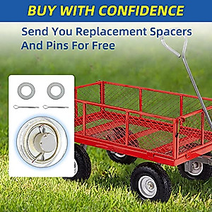 GICOOL 4.10/3.50-4" Flat Free Tire and Wheel, 10" Heavy Duty Solid Tire, 5/8" Axle Bore Hole, 2.2" Offset Hub, for Hand Truck Gorilla Cart Garden Wagon Trolley Dolly Replacement Tire, 2 Pack