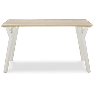 Signature Design by Ashley Grannen Modern Rectangular Dining Room Table, White & Natural Wood