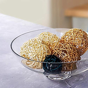 CYS Excel Glass Decorative Footed Bowl (H:4.5" D:12") | Fruit Display Bowl | Terrarium Bowl | Compote Vase Kitchen Table Centerpiece | Footed Pedestal Bowl