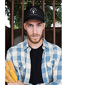 Trenz Shirt Company Support American Farmers Eat Beef Cattle Skull Farm to Table Mens Embroidered Mesh Back Trucker Hat, Black/Black