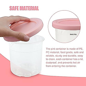 4pcs Ice Cream Containers,Freezer Storage Ice Cream Pint Containers with Silicone Lids and Spoon,Compatible with Nin-ja Nc299amz Nc300s Nc301 Series,for Homemade IceCream(yellow, green, pink, blue)