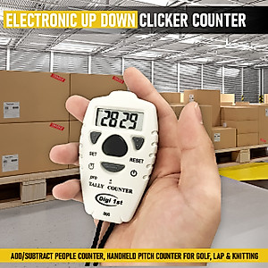 Digi 1st TC-890 Digital Tally Counter, Electronic Up Down Clicker Counter, Add/Subtract People Counter, Handheld Pitch Counter for Golf, Lap & Knitting (1-Pack)