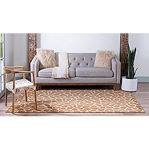 Unique Loom Wildlife Collection Animal Inspired with Giraffe Print Design Area Rug, 3 ft 3 in x 5 ft 3 in, Yellow/Light Brown