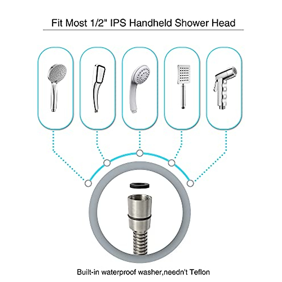 PHASAT Shower Hose,138 Inches Extra Long Shower Hose Replacement,304 Stainless Steel Shower Head Hose Extension Brushed Nickel,A3107N-3.5