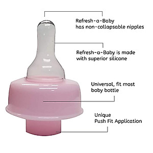 Refresh-a-Baby Universal Bottle Top Adapter – 2 Pc Pack, Reusable, Convert any Bottle into a Child's Bottle, Fits any Formula (Pink)