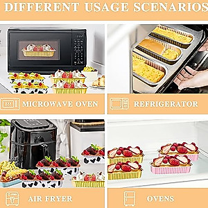 Qusitlry Aluminum Foil Loaf Baking Pans with Lids (50Pcs Pink), 200ml Ramekin Rectangle Baking Tins Muffin Liners Mini Pie Pans Foil Bread Containers for Baking…