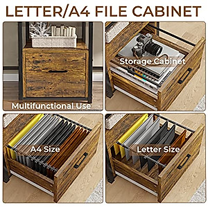 SEDETA 98" Home Office Desk, 2 Person Computer Desk with Letter/A4 File Drawer & Power Strip with USB, Long Desk with Storage, Printer Shelf & Monitor Stand for Home Office, Rustic Brown
