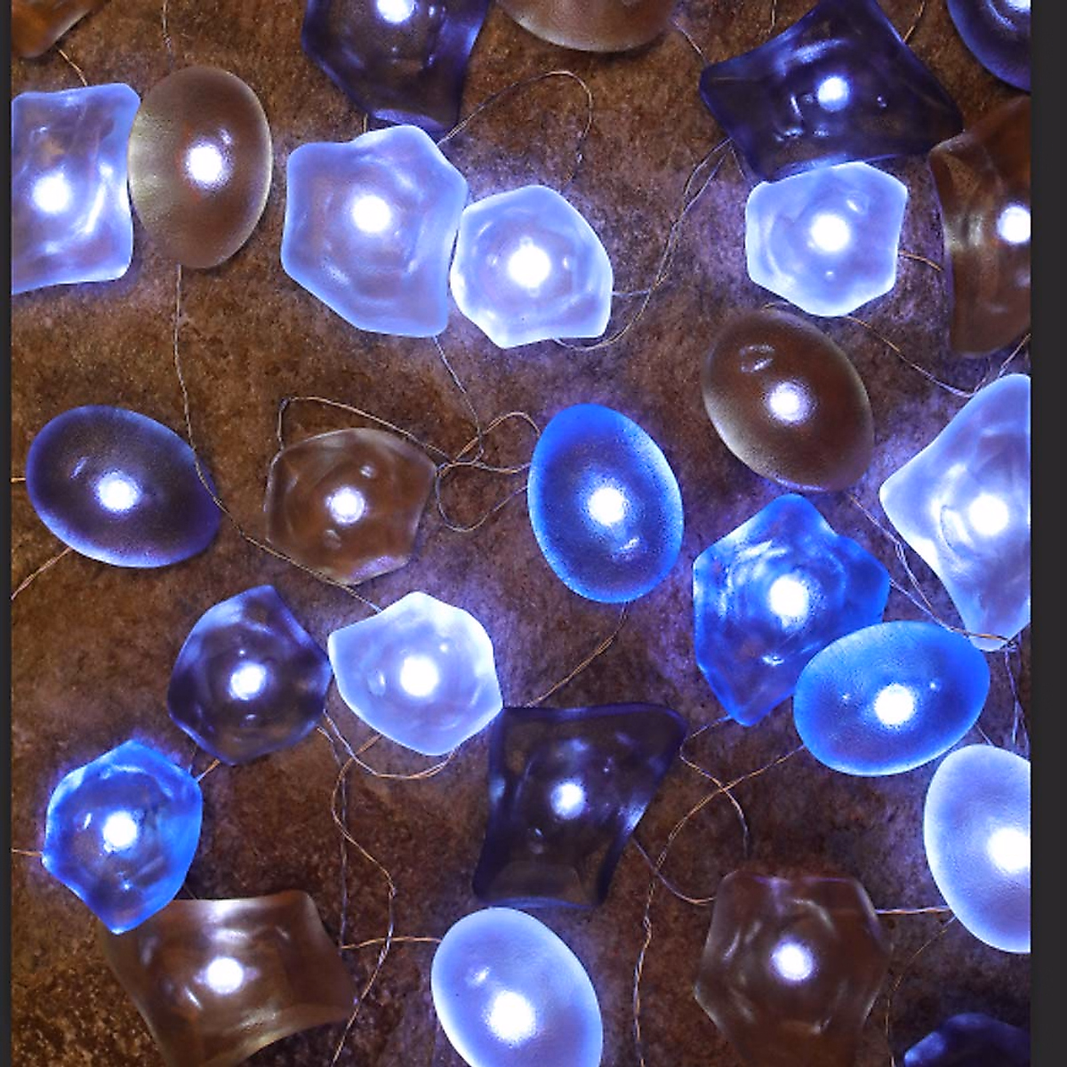 WSgift Sea Glass String Lights, Beach Theme Decorative Lights 19 Ft 40 LED USB Plug-in with Remote and Timer for Indoor Outdoor Tent Wedding Nursery Bedroom Party Birthday