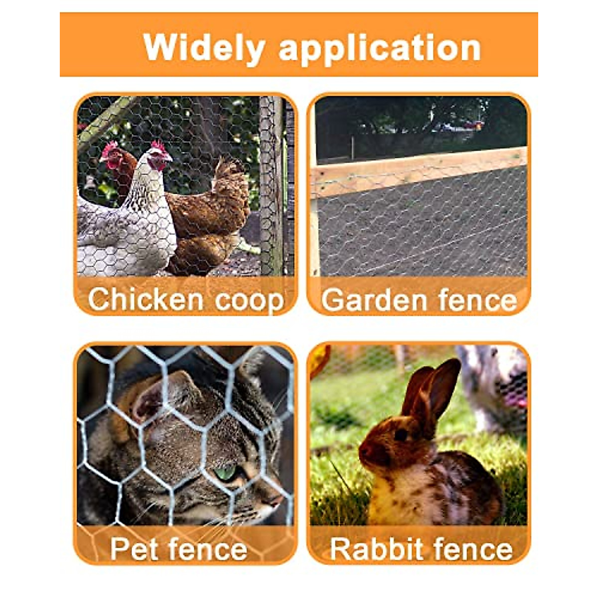 Garden Poultry White Chicken Wire - 13.7 '' × 236 '' Chicken Wire for Crafts, Garden Fence Animal Barrier, 1 inch Mesh Poultry Netting Fence, Pet/Rabbit/Chicken Wire Fencing