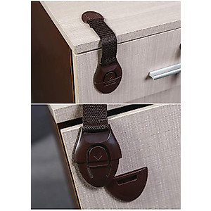 Chironal 10pcs/set Child Safety Lock Security Protector Drawer Door Cabinet Lock Plastic Protection Kids Safety Door Lock (Cloth belt lock Dark brown)