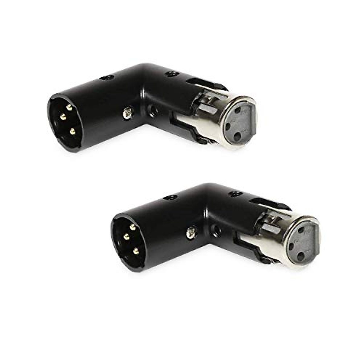 Pair of 3-PIN XLR Angle Adapter | Dual Male & Female, Durable Metal Connector w/ 4 Adjustable Angle Positions & Tight Connection to Mixer | Save Space & Keep Mic Cables Neat On Stage, In Studio & More