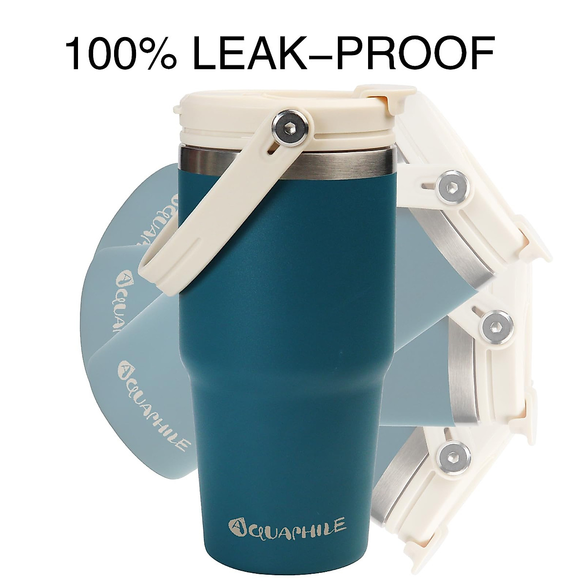 35oz Tumbler with Handle, Insulated Coffee Tumbler with Leak-proof 2-in-1 Lid and Straw, Double Wall Vacuum Insulated Coffee Mug, Portable Stainless Steel Water Bottle for Hot&Cold Drinks(Pink)