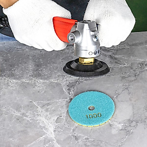 SDRTOP Wet Air Stone Polishers 4 Inch Pneumatic Water Grinders Air Powered Wet Sander with Rear Exhaust 5500 Rpm for Granite Marble Concrete Polishing