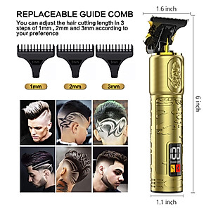 Keasen Professional Hair Trimmer, Hair Clippers for Men Zero Gapped T-Blade Trimmer Cordless Rechargeable Edgers Clippers Baldheaded Zero Gapped Trimmers Grooming Kit IPX5 Waterproof Rechargeable