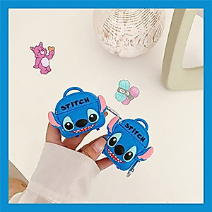 Cute Stitch Backpack Case for Airpod 3rd Generation, Soft Silicone Airpod 3 Charging Case with Lanyard Keychain Fashion Funny Cartoon Shoulder Bag Protective Design Skin for Girls Women Airpod 3 case