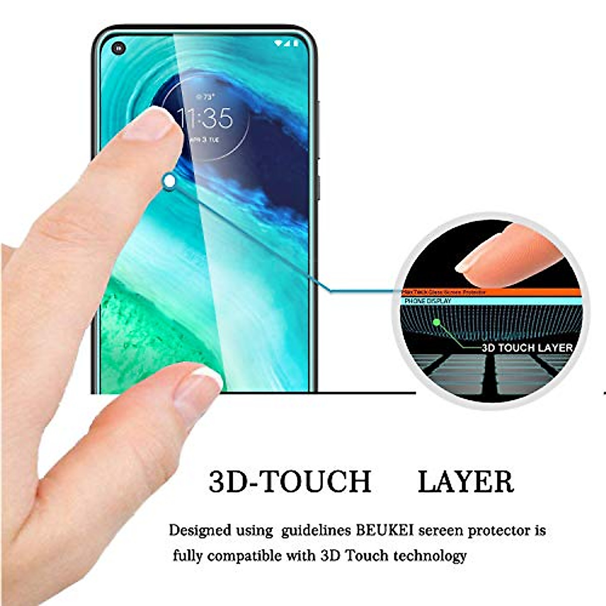 beukei (3 Pack) for Motorola Moto G Fast Screen Protector Tempered Glass,Full Screen Coverage, Anti Scratch, Bubble Free