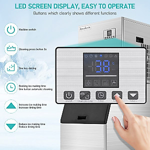 Commercial Ice Maker, SodaPer 110V Automatic Ice Making Machine Stainless Steel 472 lbs/24H, Storage Capacity 350 lbs, Freestanding Ice Maker Machine for Office/Restaurant/Bar/Coffee