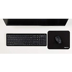 Amazon Basics 2.4GHz Wireless Keyboard Quiet and Compact US Layout (QWERTY), Black, Modern