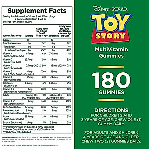 Nature's Bounty Disney and Pixar Toy Story Kids Gummy Multivitamin, Natural Grape, Orange & Cherry Flavored, Supports, Immune, Bone and Eye Health, 180 Gummies