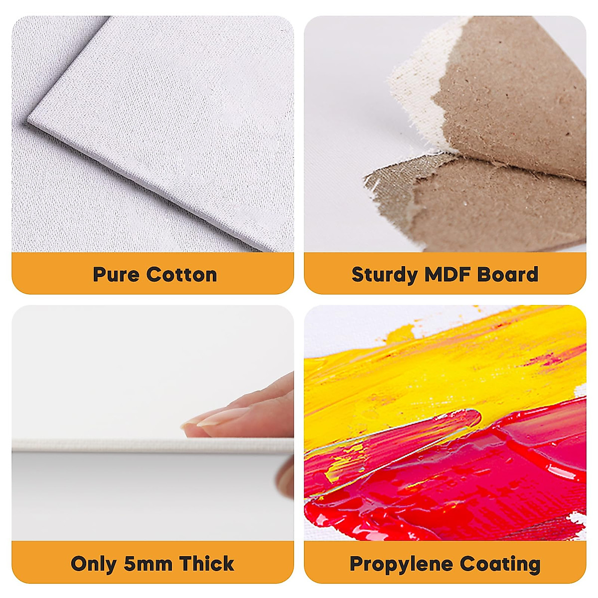 CONDA Artist Canvas Panels 9 x 12 inch, 12 Pack, Primed, 100% Cotton, Artist Quality Acid Free Canvas Board for Painting Watercolor & Oil