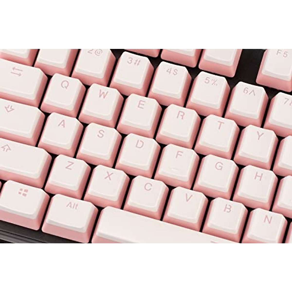 Pudding Keycap Set for Mechanical Keyboards, Set of 104 Keys, OEM Profile, English (US) Layout (Pink and White)