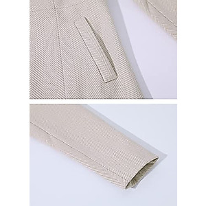 chouyatou Women's Casual Business Open Front Long Sleeve Notch Lapel Office Blazer Jacket (Medium, Apricot)