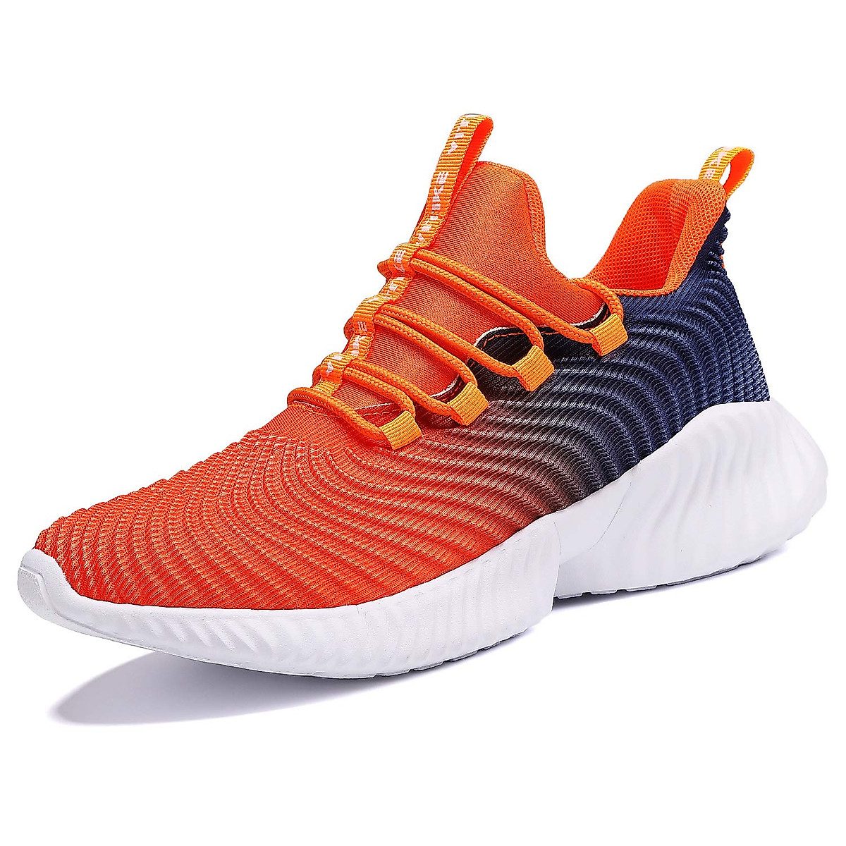 JMFCHI Boys Girls Kids' Sneakers Knitted Mesh Sports Shoes Breathable Lightweight Running Shoes for Kids Fashion Athletic Casual Shoes Orange Size 6