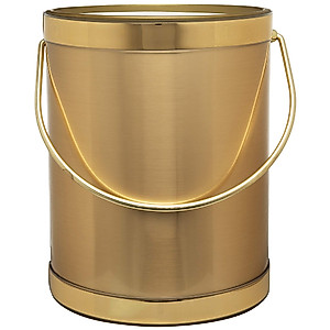Mr. Ice Bucket By Stephanie Imports Hand Made In USA Brushed Gold Double Walled 5-Quart Insulated Ice Bucket With Ice Tongs (Metallic Deco Collection)