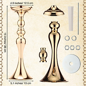 Sadnyy 16 Pcs Gold Metal Flower Arrangements Stand Metal Wedding Flower Centerpiece Stand 15 Inch Tall Table Decor Flower Vase for Wedding Reception Centerpieces Event Party Hotel Home Decor