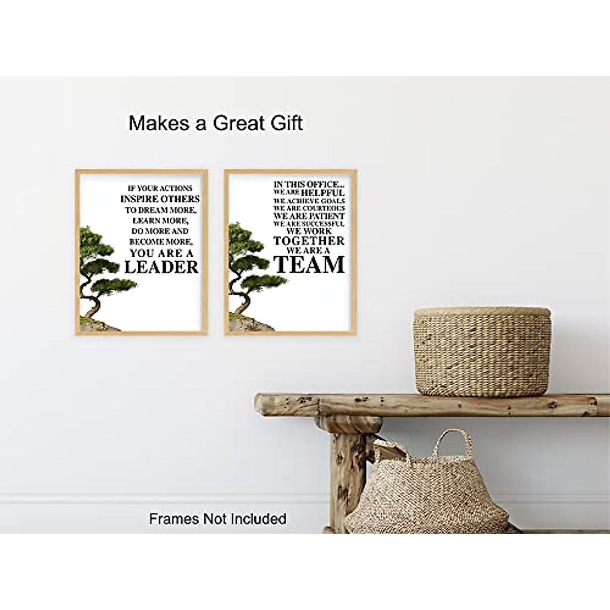 Office Wall Art Decoration Set - Motivational Decor - Leadership Saying - Gift for Boss, Manager, Team Leader, Coach, Teacher, Entrepreneur - Inspirational Quote Poster Print - Unique Photo 8X10 Set