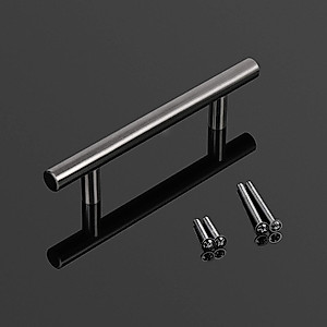 Gobrico 50 Pack Brushed Nickel Cabinet Pulls, Euro Style T Bar Cabinet Handles, Satin Nickel Dresser Drawer Pulls - 3" Hole Centers